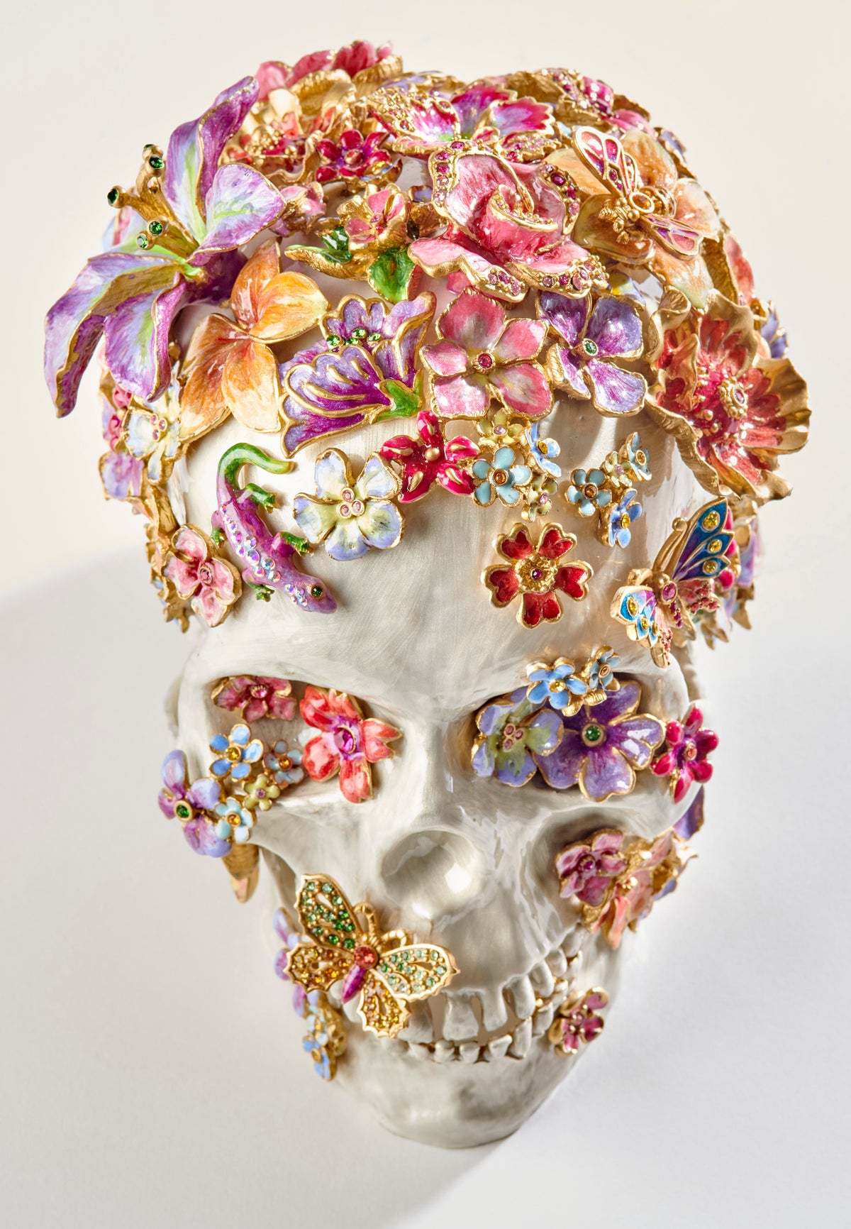 Oliver Skull & Flowers Figurine