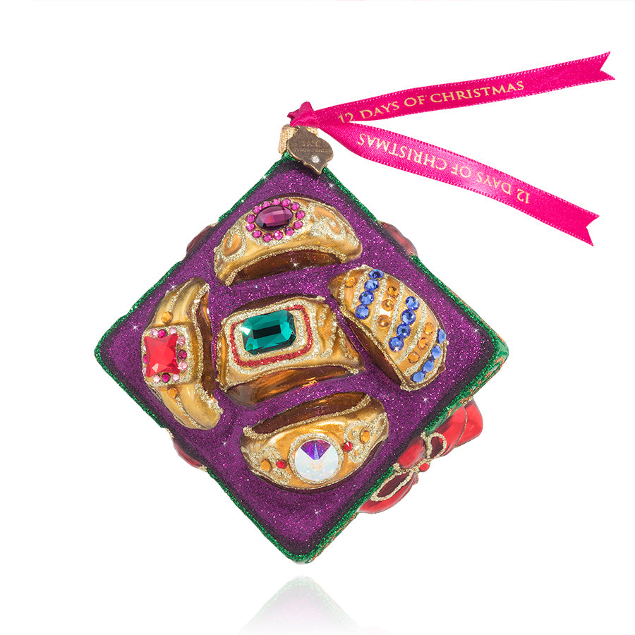 Five Golden Rings Glass Ornament Jay Strongwater