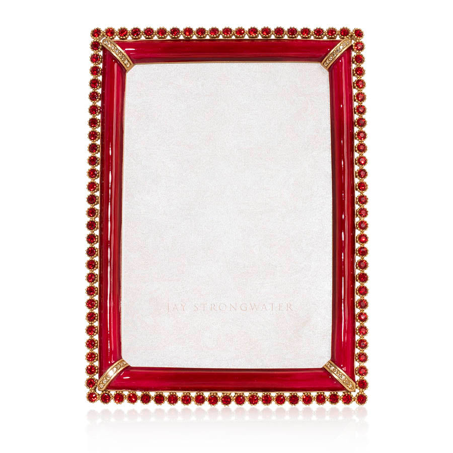 Jay Strongwater Lorraine Stone Edge 4" x 6" Frame - Ruby